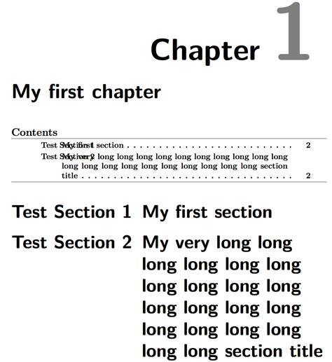Table Of Contents Section Title Is Printed Out Over Section Number Both Toc And Minitoc