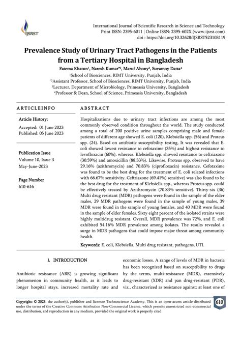 Pdf Prevalence Study Of Urinary Tract Pathogens In The Patients From