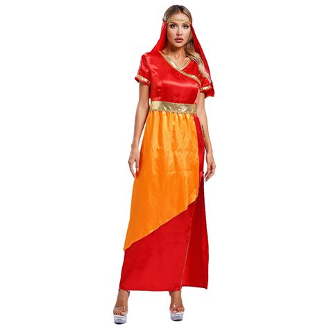 Mufeng Womens Arabian Princess Dress Satin Overlay Dress With Veil Set