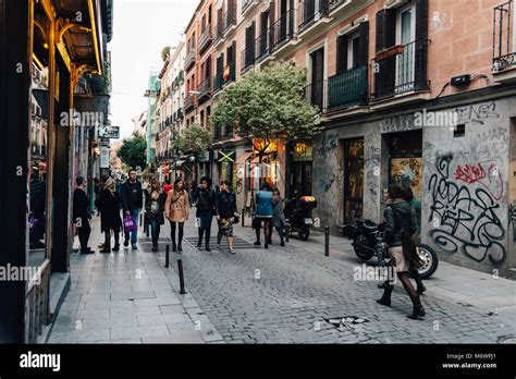Madrid Spain November 3 2017 Street Scene In Malasaña District In