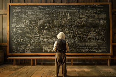 Scientist Standing In Front Of A Huge Blackboard Stock Illustration Illustration Of Written