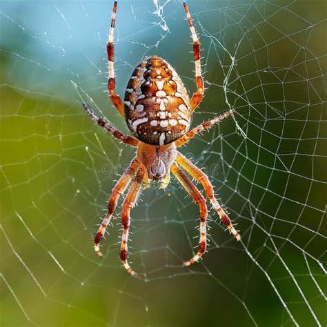 A Common Garden Spider On A Web Commonly Known As A Cross Spider Stock Illustration