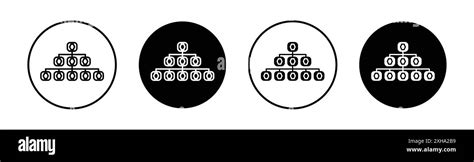 Hierarchical Order Icon Vector Symbol Or Sign Set Collection In Black And White Outline Stock