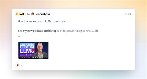 Vincentg On Hugging Face How To Create Custom LLMs From Scratch See My New Podcast On This