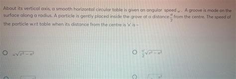Answered About Its Vertical Axis A Smooth Horizontal Circular Table