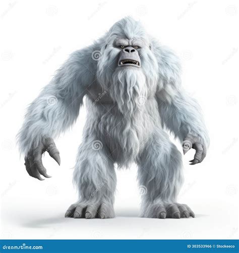 Detailed 3d Image Of A Frozen White Gorilla National Geographic Style Stock Illustration