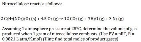 Solved Nitrocellulose Reacts As Follows 2