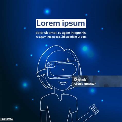 3d 가상 현실에서 여자 얼굴 안경 현대 Vr 기술 개념 3차원 형태에 대한 스톡 벡터 아트 및 기타 이미지 3차원 형태