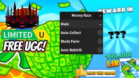Free Ugc Roblox Money Race Script Infinite Studs Auto Rebirth Youtube