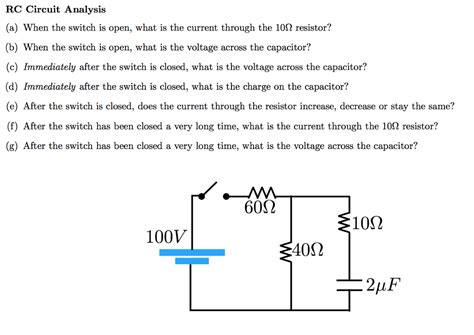 Solved RC Circuit Analysis A When The Switch Is Open What Chegg Com