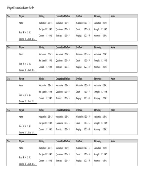 Pdf Printable Baseball Evaluation Form Printable Word Searches
