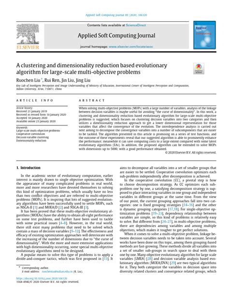 A Clustering And Dimensionality Reduction Based Evolutionary Algorithm