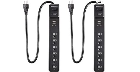 Amazon Basics Outlet Surge Protector Power Strip Usb Ports Ft Cord Pack Only