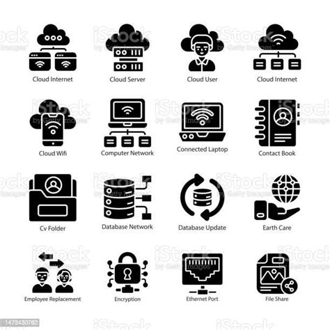 네트워크 및 통신 벡터 솔리드 아이콘 디자인 그림입니다 네트워크 및 통신 흰색 배경의 기호 Eps 10 파일 세트 2 단체에 대한 스톡 벡터 아트 및 기타 이미지 Istock