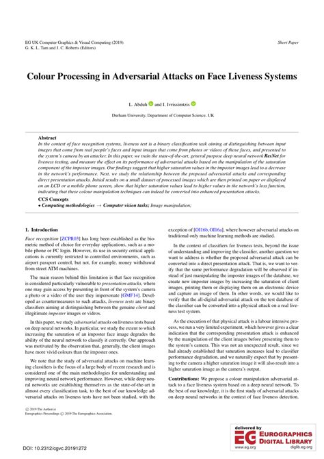 Pdf Colour Processing In Adversarial Attacks On Face Liveness Systems