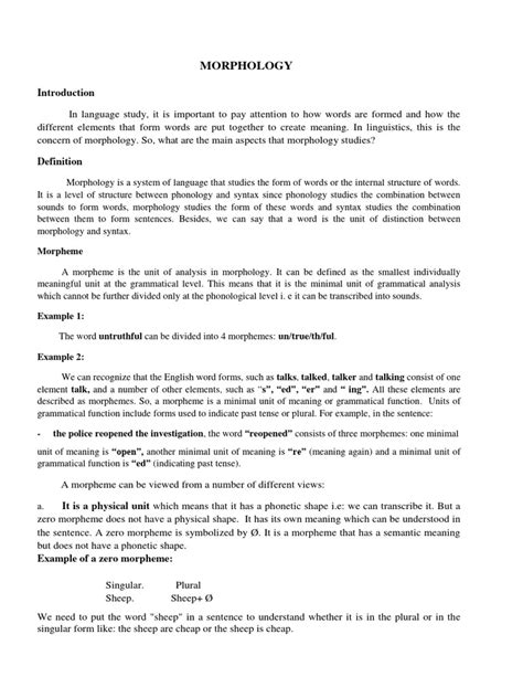 Morphology Pdf Word Morphology Linguistics