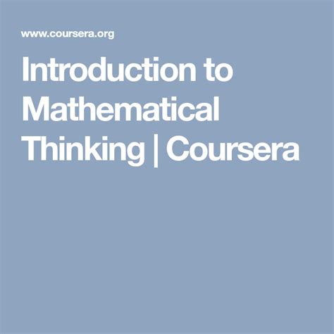 Introduction to Mathematical Thinking | Coursera | Machine learning, Machine learning online ...