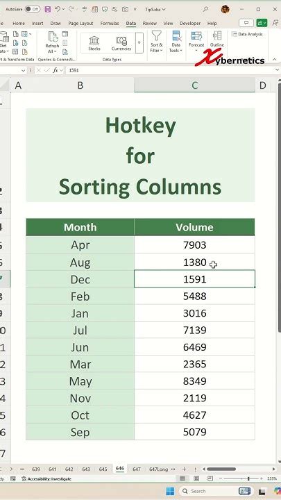 excel hotkey for sorting columns excel tips and tricks youtube