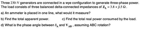 solved three 230−v generators are connected in a wye