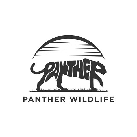 Black Panther Wildlife Animal Logo Design Vector Icon With Warp Text Into The Shape Of A