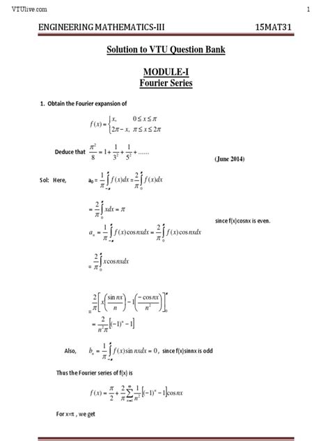 Cse Iii Engineering Mathematics Iii 15mat31 Solution Pdf Pdf