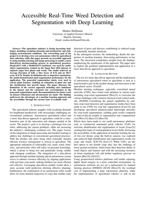 pdf accessible real time weed detection and segmentation with deep