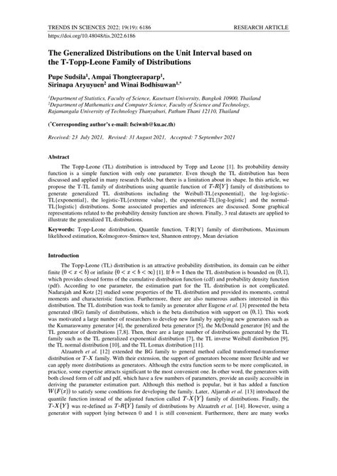 Pdf The Generalized Distributions On The Unit Interval Based On The T