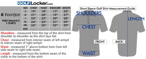 Footjoy Performance Golf T Shirts Size Chart