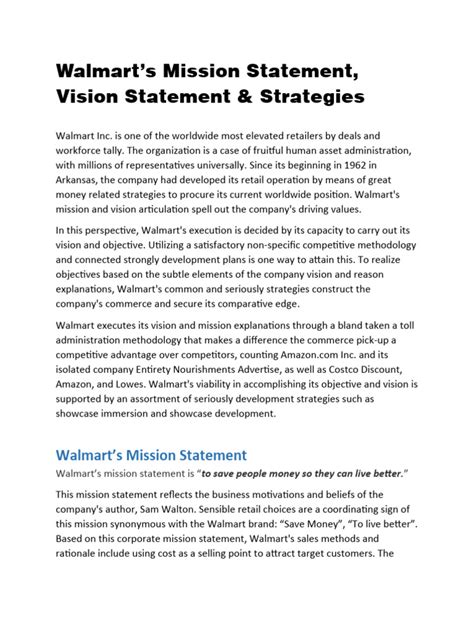 Walmart Mission Statement Pdf Walmart Retail