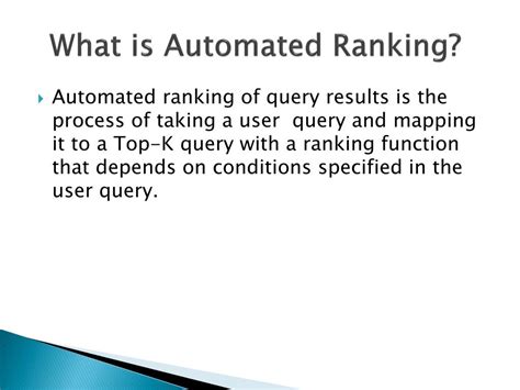 Ppt Automated Ranking Of Database Query Results Powerpoint Presentation Id2321975