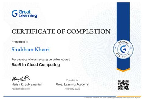 Greatlearningacademy Glacertificate Saas Continuouslearning… Shubham Khatri