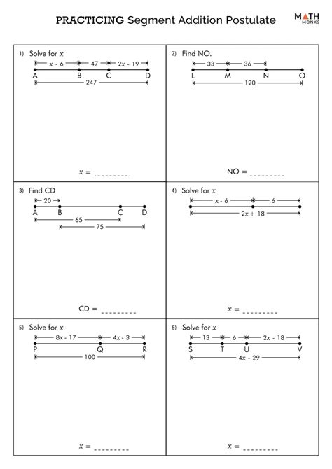Segment Addition Postulate Worksheets Math Monks Worksheets Library