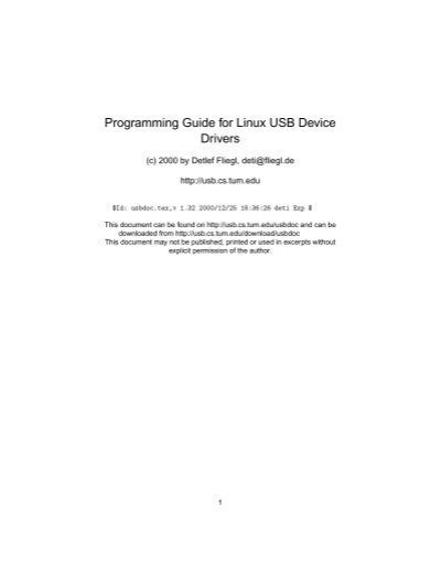 Programming Guide For Linux Usb Device Drivers Lrr Tum