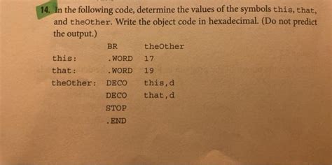 solved word 14 in the following code determine the values