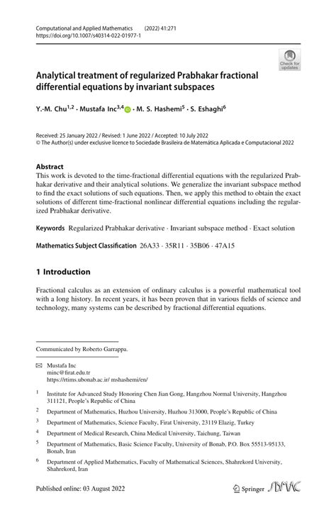 Pdf Analytical Treatment Of Regularized Prabhakar Fractional Differential Equations By