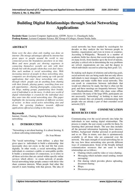 Pdf Building Digital Relationships Through Social Networking Applications