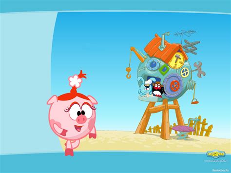 Нюша у своего дома в мультфильме Смешарики - обои для рабочего стола ...