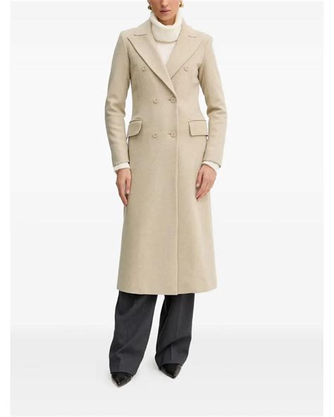 Silvian Heach Double Breasted Coat In Natural Lyst