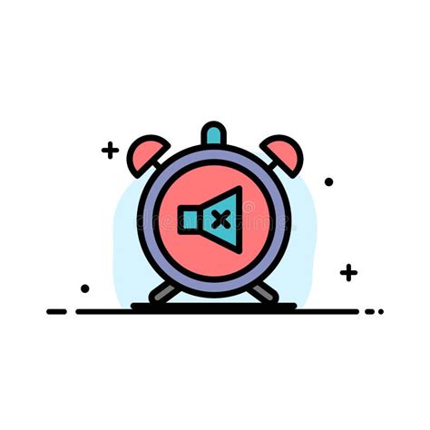 Alarm Clock Mute Off Sound Business Flat Line Filled Icon Vector
