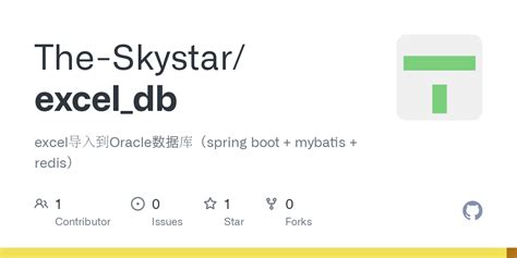 Github The Skystarexceldb Excel导入到oracle数据库（spring Boot Mybatis Redis）
