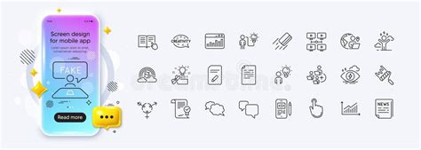 Graph Creativity And Read Instruction Line Icons For Web App Pictogram Icon Phone Mockup