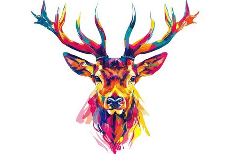 Colorful Abstract Deer Portrait Premium Ai Generated Image