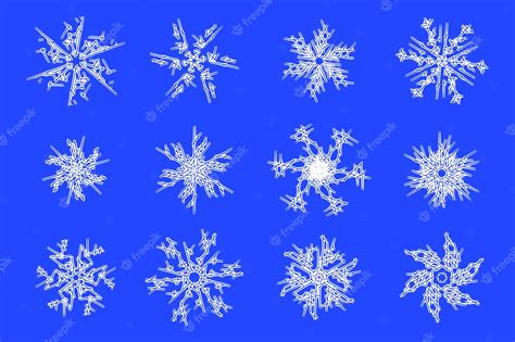 Premium Vector Set Of Snowflakes New Year Theme