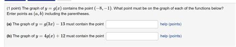 Solved Point The Graph Of Y G X Contains The Point Chegg Com