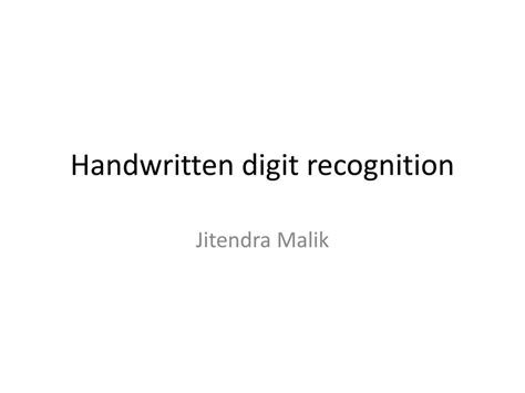 Ppt Handwritten Digit Recognition Powerpoint Presentation Free Download Id1856333
