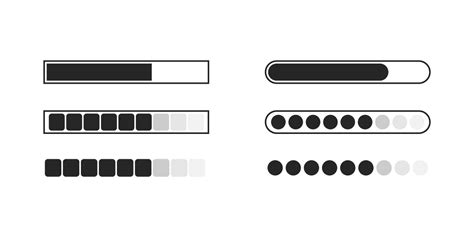 Loading Bar Indicator In Black Progress Bar In Square And Round Shape Isolated Simple Loader