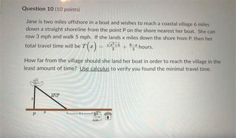 Solved Jane Is Two Miles Offshore In A Boat And Wishes To