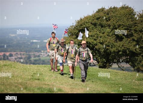 Four Men Walking The South Downs Way For The Help For Heroes Charity