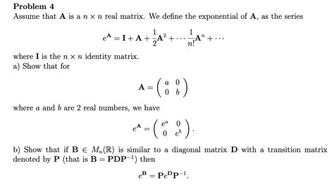 solved problem 4 assume that a is a n x n real matrix we