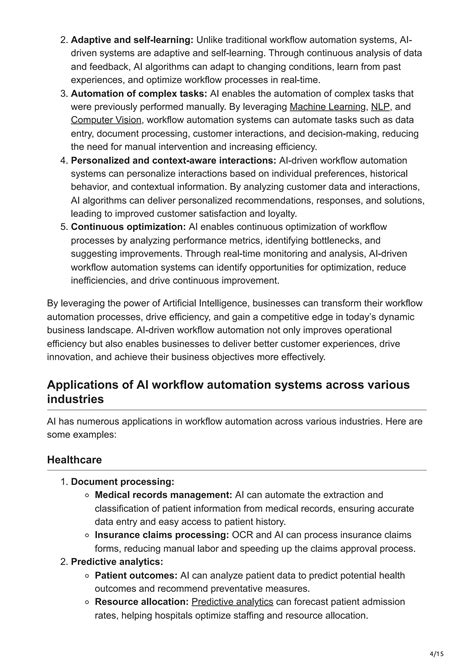 ai for workflow automation use cases applications benefits and